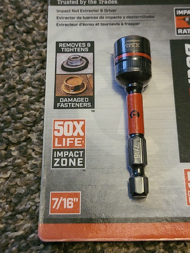 Crescent Apex Bolt Biter Impact Nut Extractor And Driver 7/16'' Brand ...