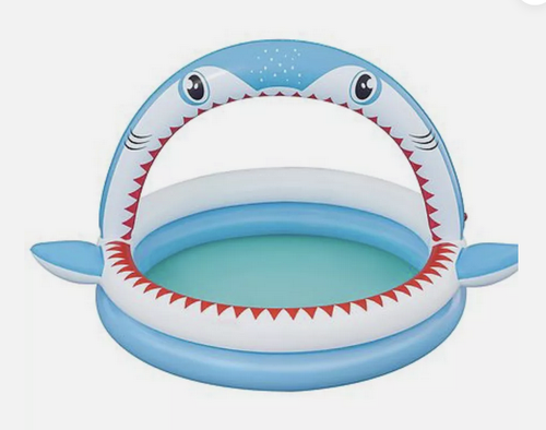 H2O GO! Bestway Sharktastic Sprinkler Play Pool, Kids Inflatable Shark ...