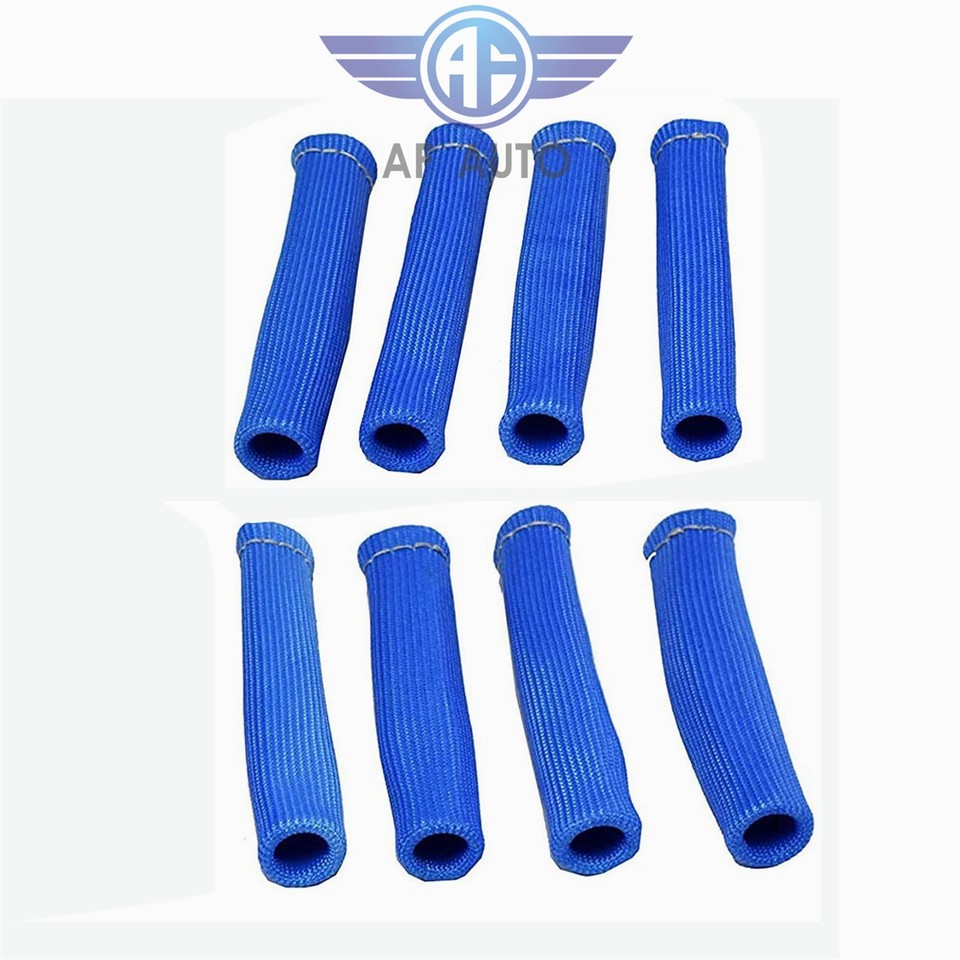 BLUE SET( 8 ) 1200° SPARK PLUG WIRE HEAT SHIELD PROTECTOR SLEEVE SBC ...