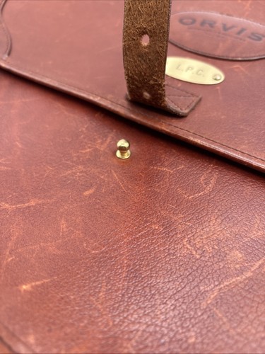 Vtg ORVIS Thick Bullhide Rustic Brown Leather Briefcase / Attache ...