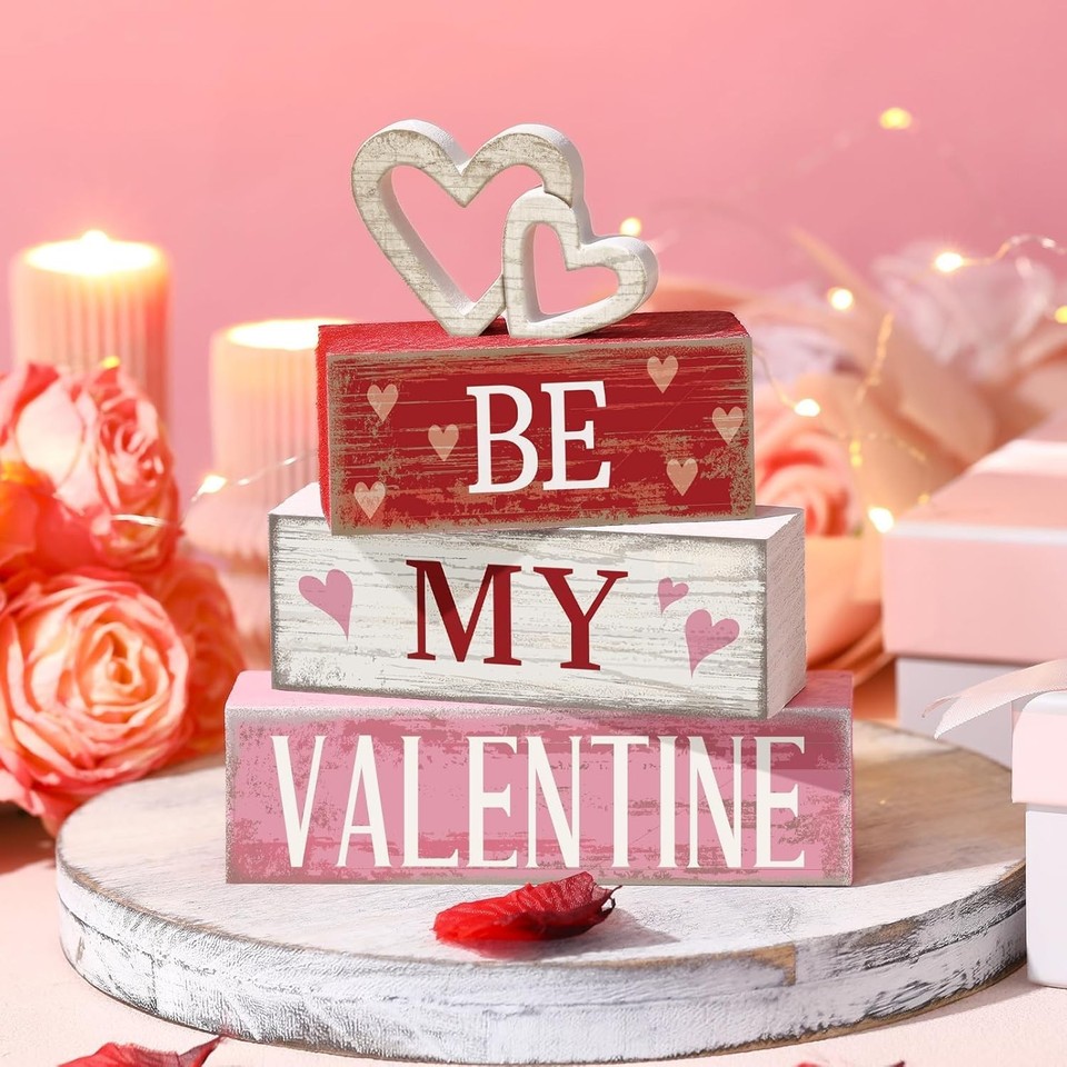 4 Pcs Valentine Decorations Valentine Wooden Sign Love Table ...
