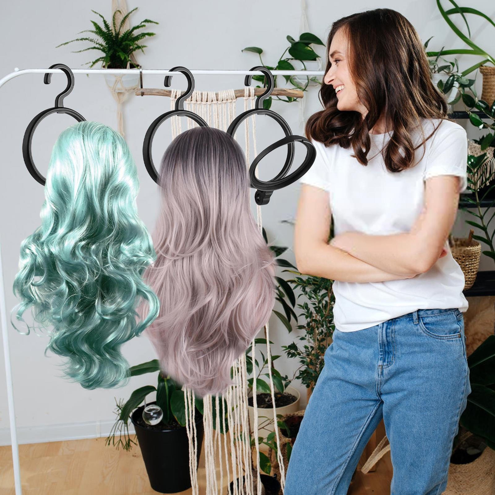 3 Pack Wig Hanger, Portable Hanging Wig Stand For Wigs and Hats ...