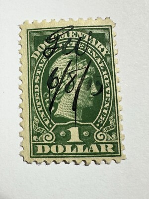 US Internal Revenue Stamp Scott #R217 - 1914 - $1 Liberty, engraved ...