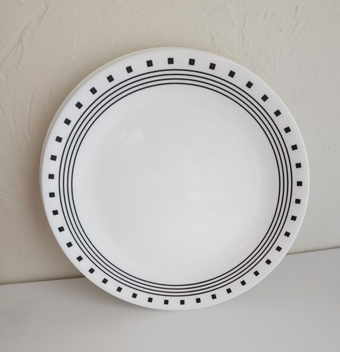Corelle City Block Dinner Plates Vitrelle Black Rings Squares 10 1/4 ...