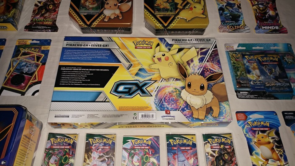 Pokemon Pikachu-GX & Eevee-GX Special Collection Box w/ Tins ...