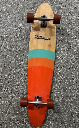 Maple & Bamboo crafted Retrospec longboard with Red, Blue, & Orange ...