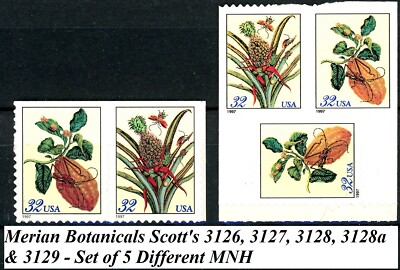 Merian Botanicals Set 5 Different MNH Scotts 3126 3127 3128 3128A ...