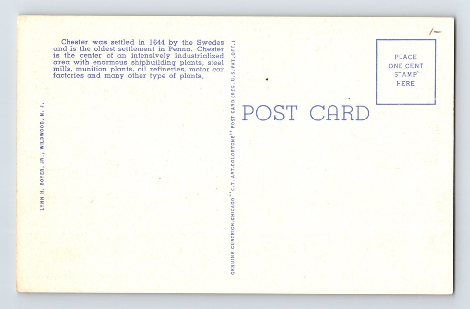 Postcard Pennsylvania Chester PA Sun Ship Building Aerial 1940s ...