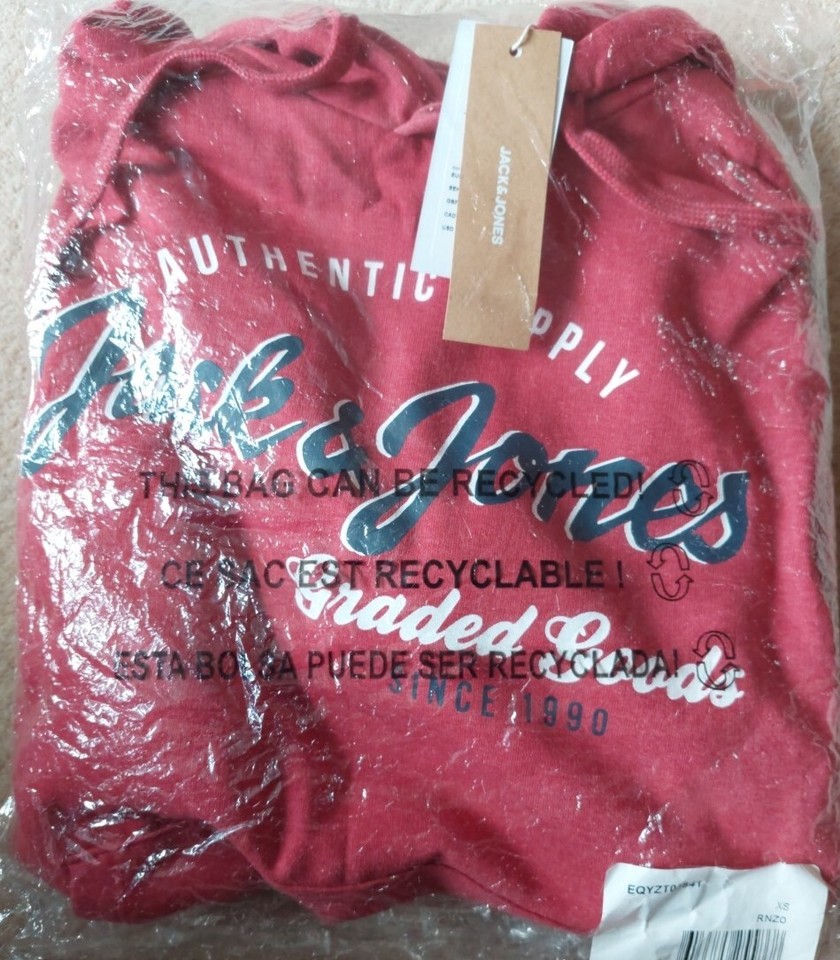 Jack & jones Mens NEW Hoodie,Red Marle,Size XS,BNWT In Bag | eBay UK
