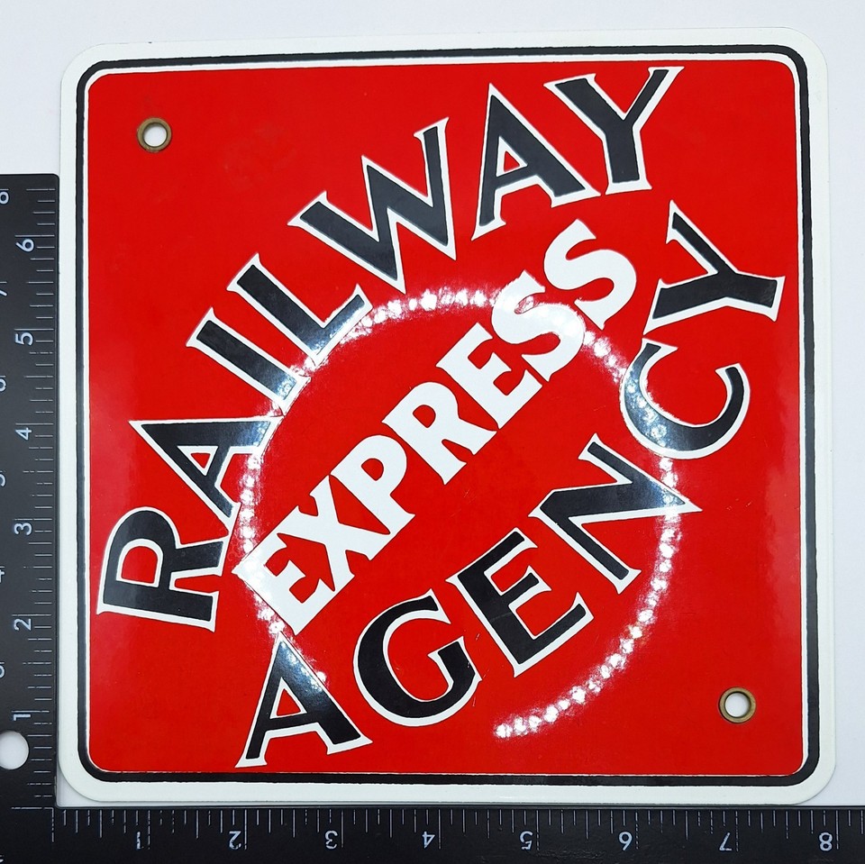 Vintage Advertising Railway Express Agency Sign HEAVY Porcelain 8"×8 ...