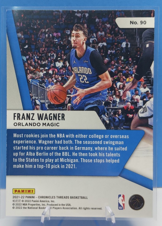 2021-22 Panini Chronicles Threads Franz Wagner #90 Rookie Card Orlando ...