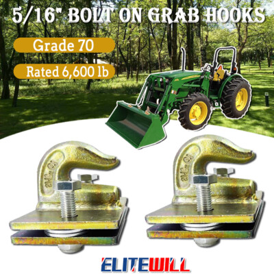 ELITEWILL 2PACK 5/16" Bolt On Grab Hooks Latch For Loader Tractor ...