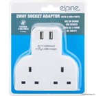 2 WAY Gang Multi PLUG ADAPTER WITH 2 USB PORT UK Wall SCOKET ADAPTOR ...