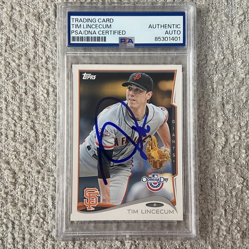 Tim Lincecum 2014 Topps Opening Day Signed Autograph Card PSA DNA Slab ...