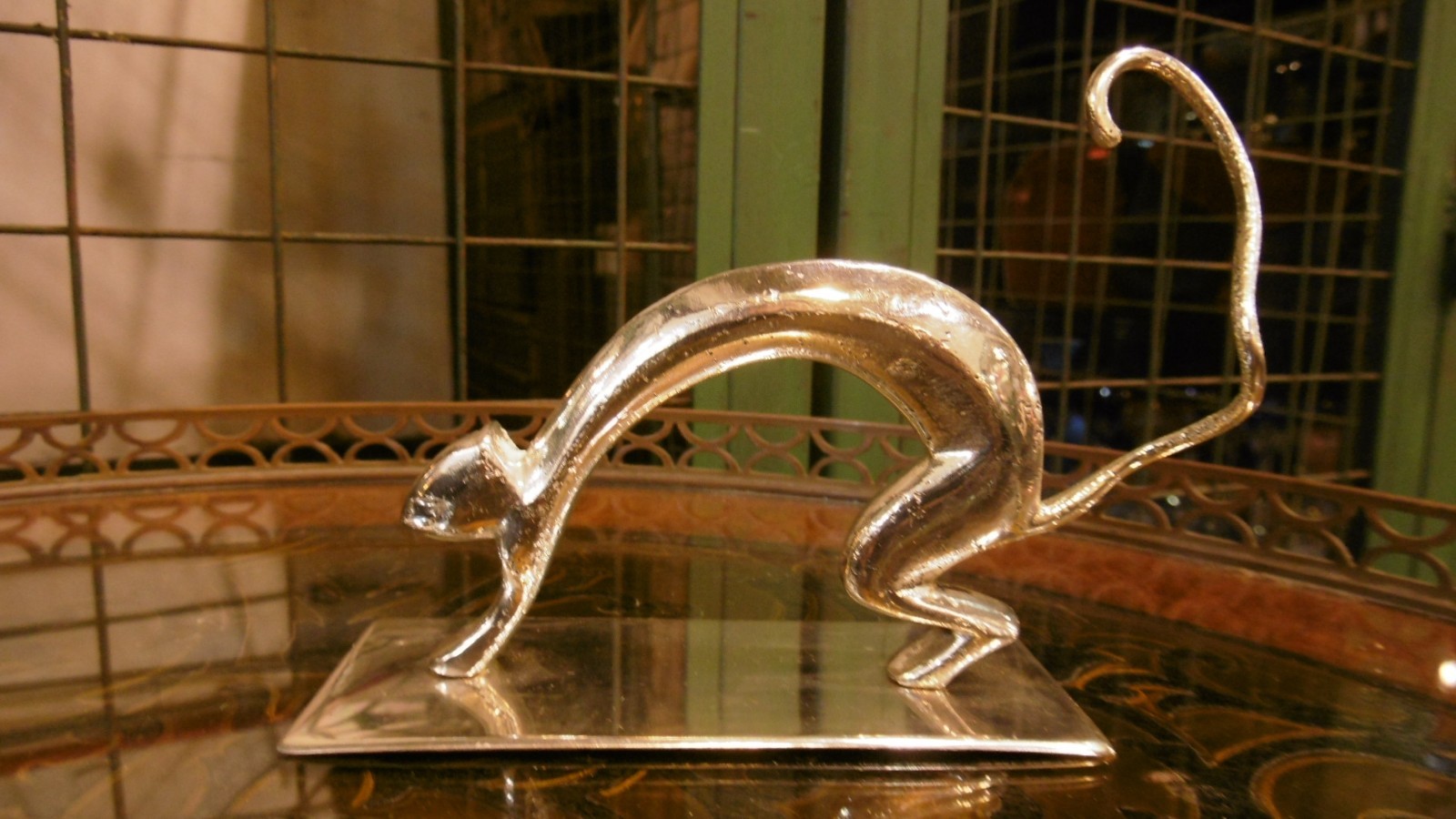 lovely Antique nickel plated bronze Art Deco figure of a cat Hagenauer ...