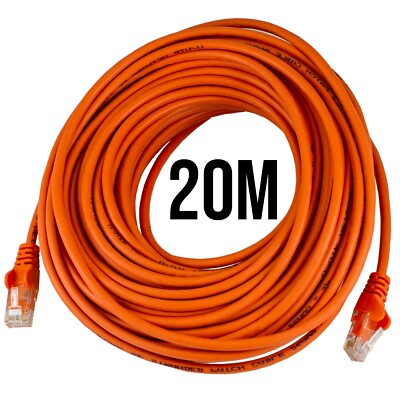 20M EXTRA LONG ETHERNET CABLE Cat5e Orange Network Internet Wire ...