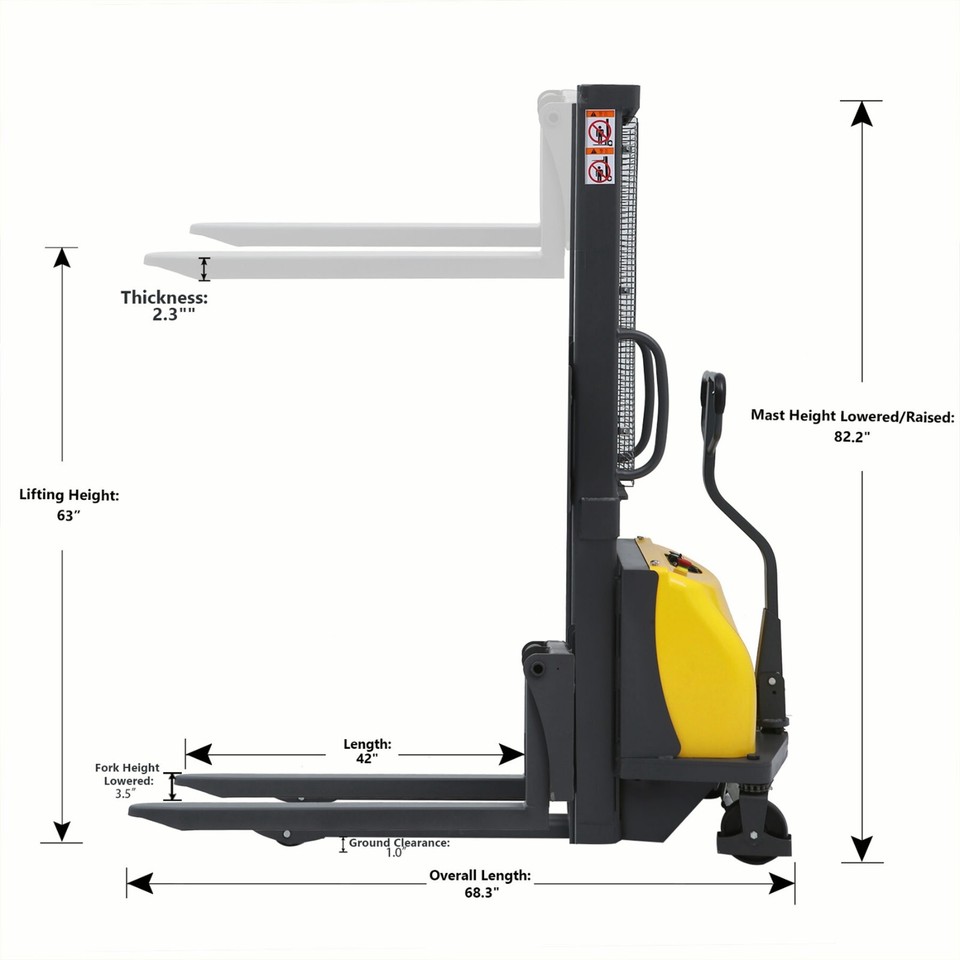 Semi Electric Pallet Stacker 2200lb Walkie Fixed Leg Stacker 63" for EU ...
