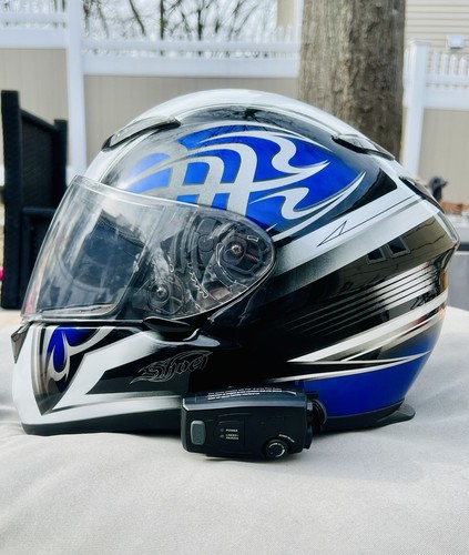 SHOEI RF-1100 Tribal Full Face Helmet/Blue/White/Black/Clear Visor/Size ...