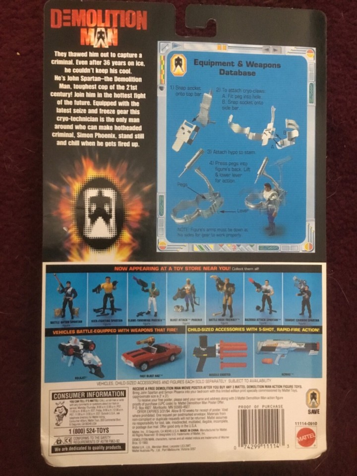 Demolition Man Cryo-Claw Tech Action Figure 1993 Mattel | eBay