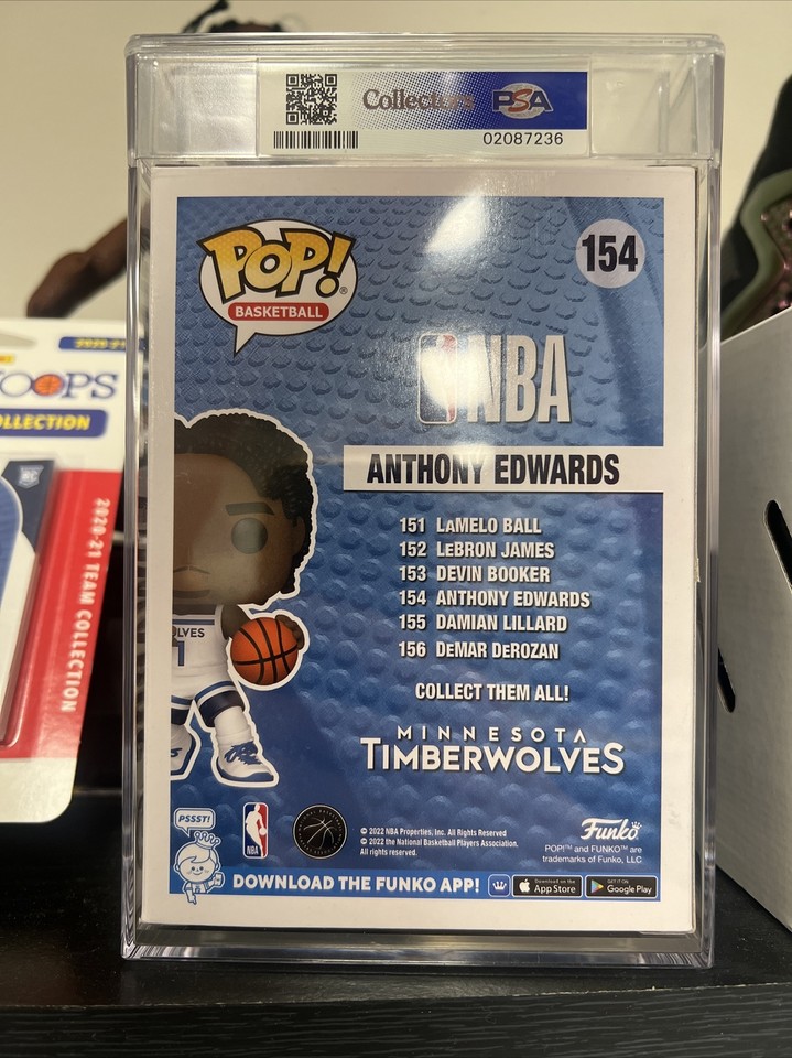 ANTHONY EDWARDS Rookie Funko Pop 4" #154 PSA 8.5 10 Auto No Grade ...