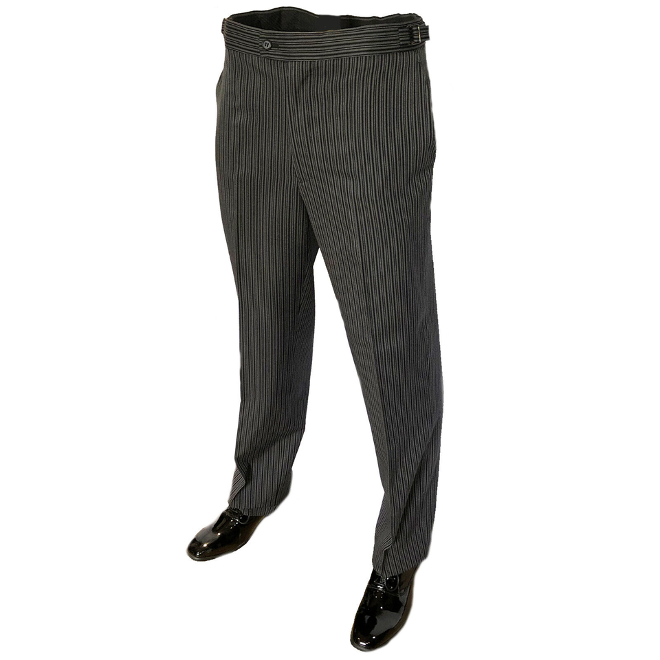 Mens Grey Pinstripe Trousers Wool Funeral Director Morning Suit Wedding ...