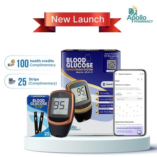 Apollo Smart Glucometer 25 Strips Bluetooth Model Blood Glucose ...