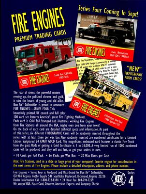 Fire Engines Series 4 Trading Card Dealer Sell Sheet Sale Ad 1994 Bon ...