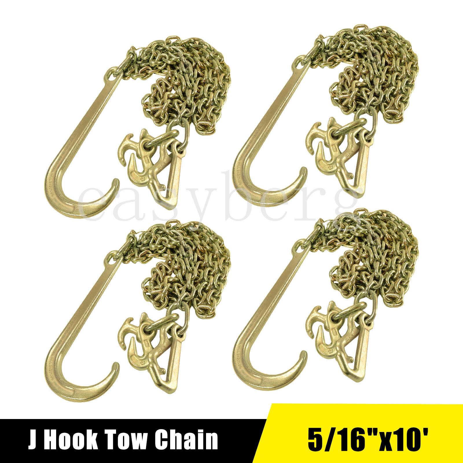 (4) Tow Chain J Hook Long Shank with T J & Grab Hook 5/16''x10' G70 | eBay