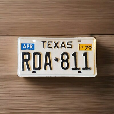 Texas License Plate 1979 RDA*811 Black & White Man Cave Pub Bar Garage ...
