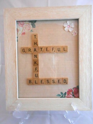 Scrabble Tiles Sign, "Thankful, Grateful, Blessed", Home Decor ...