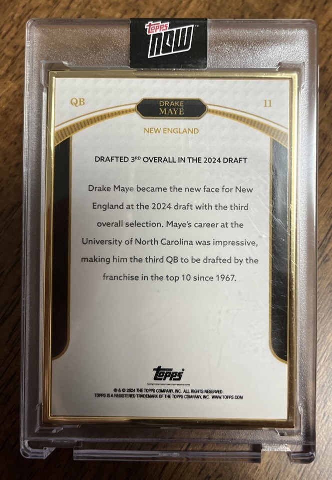 🔥2024 Topps Now Rookie Campaign - Drake Maye #11 Gold Frame /99 Gold ...