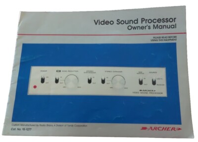 Archer Video Sound Processor Owner’s Manual Cat. No. 15-1277 | eBay