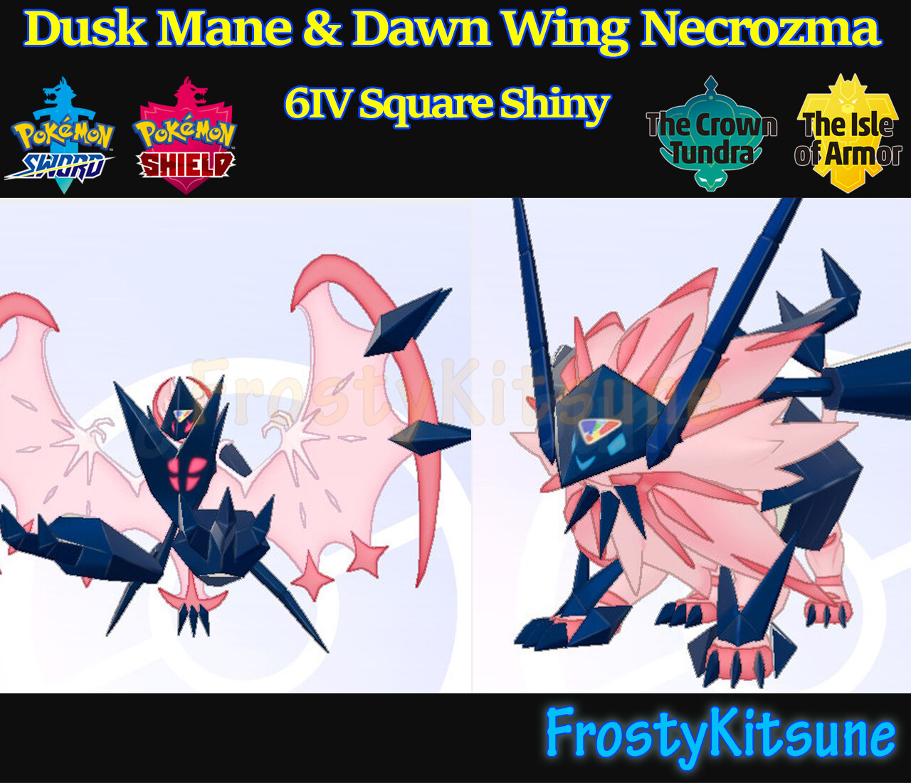 6IV Ultra Square Shiny Dawn Wings & Dusk Mane Necrozma Pokemon Sword ...