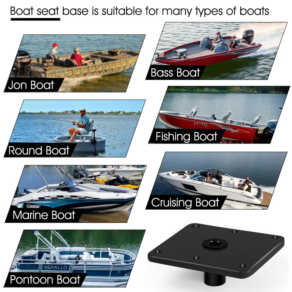 Boat Seat Base Mount Boat Seat Pedestal Base Mount Plate for 3/4" Pin ...