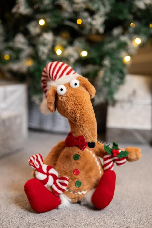 Christmas Gingerbread Rat Decoration Soft Plush 67cm Xmas Seated ...