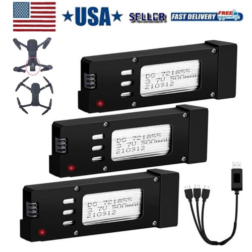 3pcs 3.7V 500mAh Lithium Battery for E58 S168 JY019 Quadcopter Spare ...