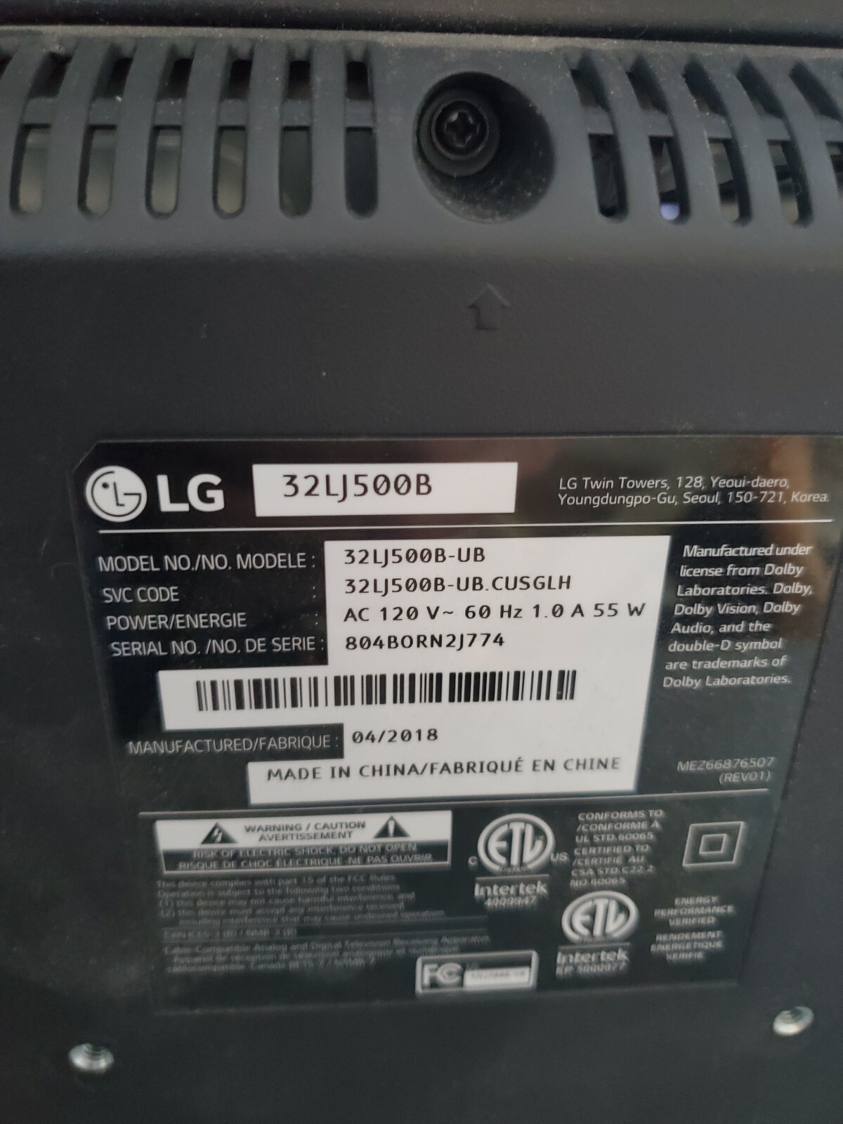 FAST SHIPPING*LG 32" 32LJ500-UB LED RF-EG320E32-0701S-11A5 3 PIECES | eBay
