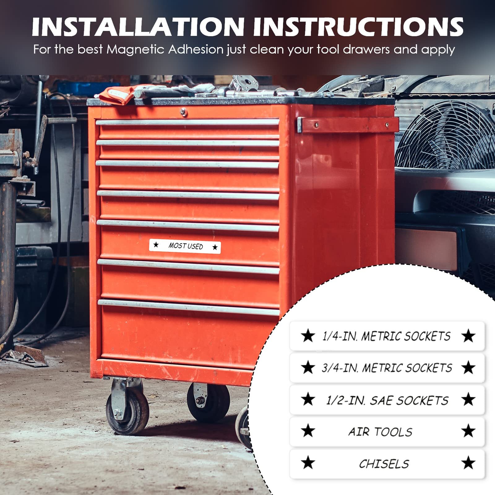 66 Pcs Magnetic Tool Box Labels Tool Chest Organizer Stickers for ...