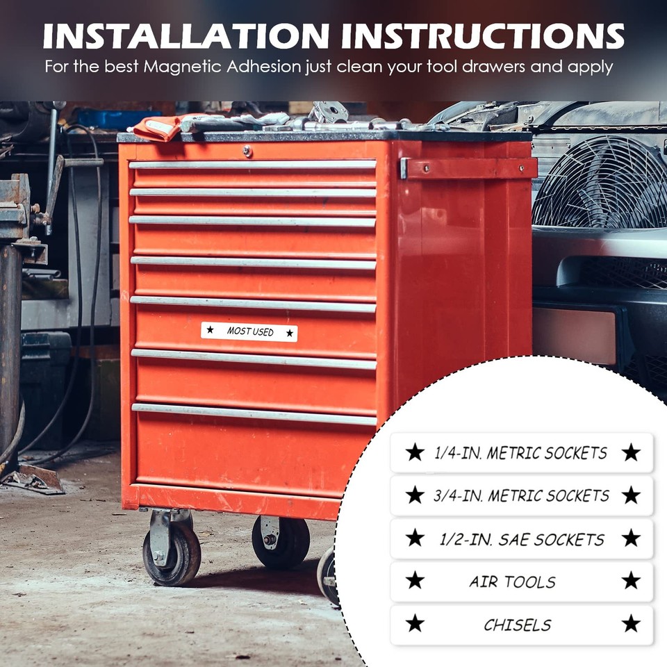 66 Pcs Magnetic Tool Box Labels Tool Chest Organizer Stickers for ...