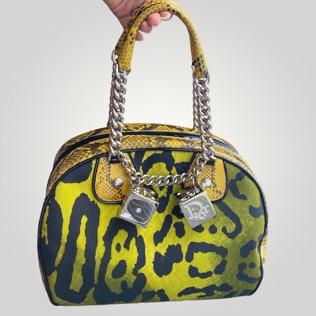 Christian Dior 2004 RUNWAY Green Leopard Yellow Snakeskin Christian Dior 2004 RUNWAY Green Leopard Yellow Snakeskin