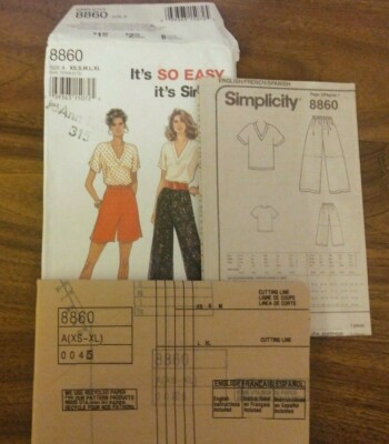 Simplicity 8860 Misses Pants, shorts, top XS,S,M,L,XL | eBay