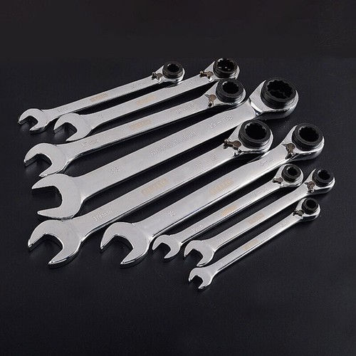Metric Reversible Ratchet Double Open End Ring Spanner Wrench | eBay ...