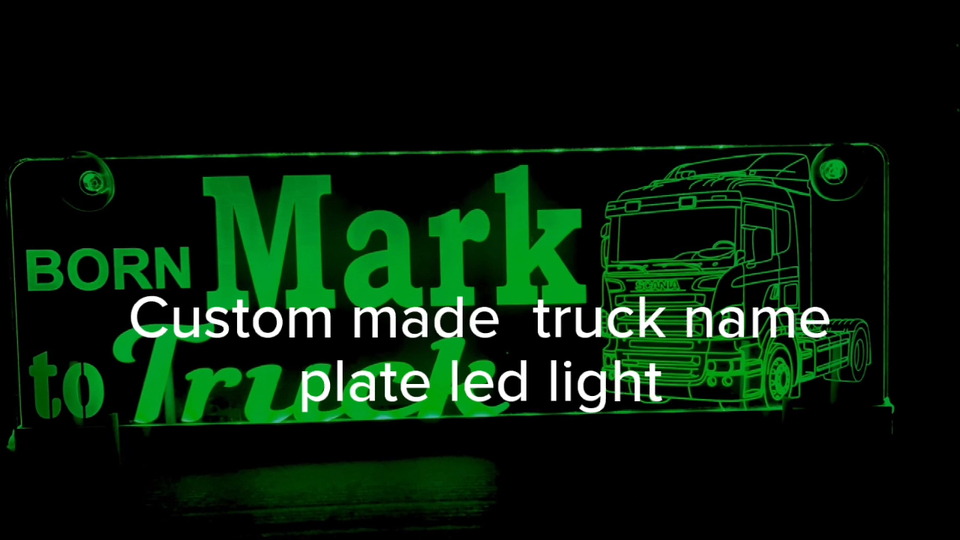 Personalised Name Truck Lorry Interior Engraved Usb Led Light RGB Color ...