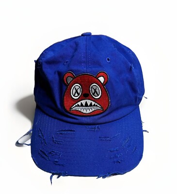 BAWS Bear Hat Cap Blue Distressed Adjustable | eBay