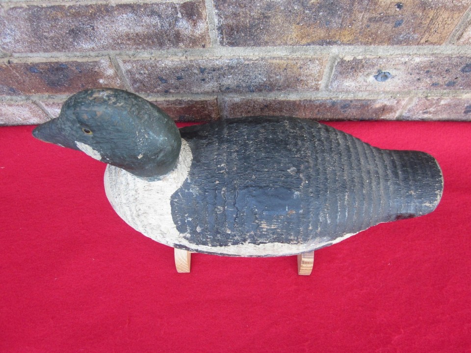 Antique Animal Trap Victor Wood Duck Decoy Bluebill Drake Glass Eyes W ...