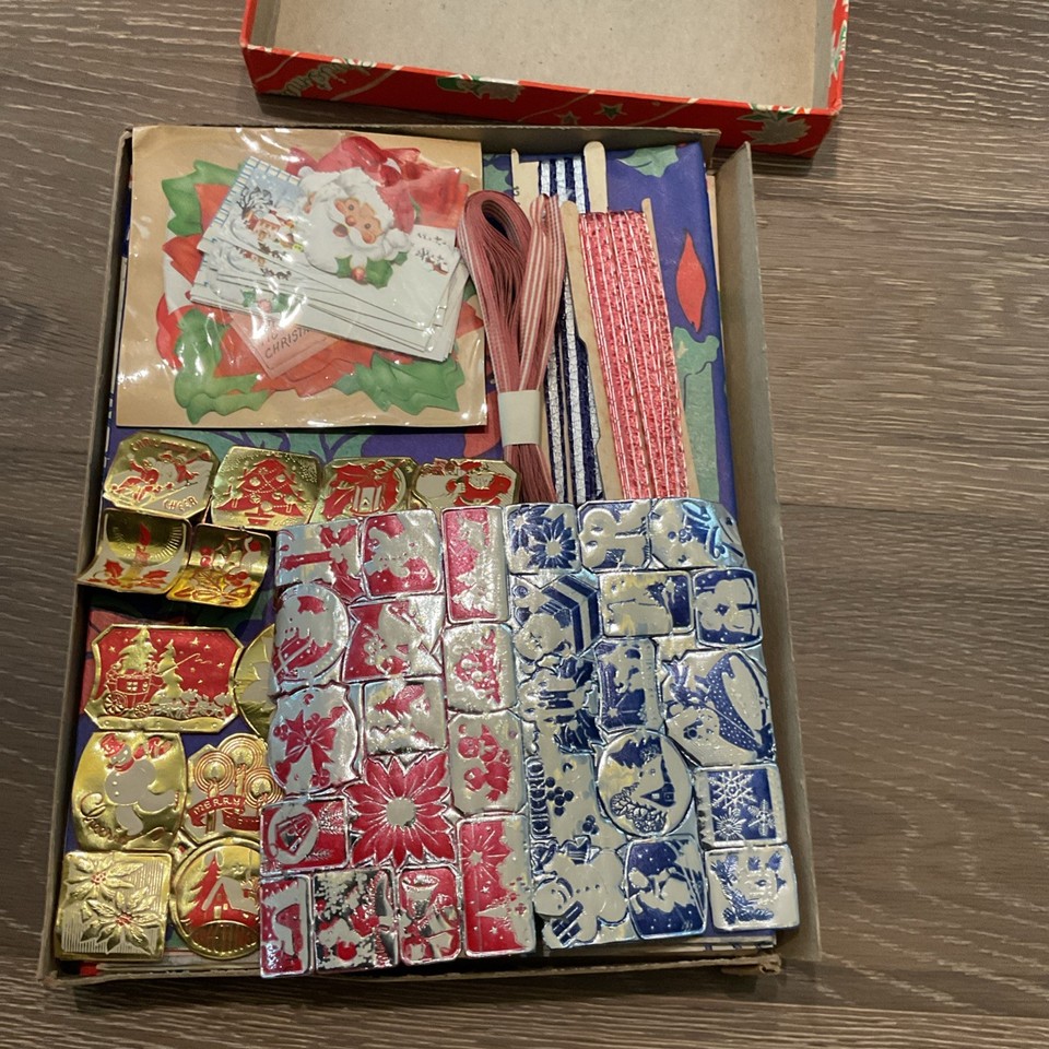 NOS Vintage Box Of Christmas Wrapping Paper In Original Box | eBay