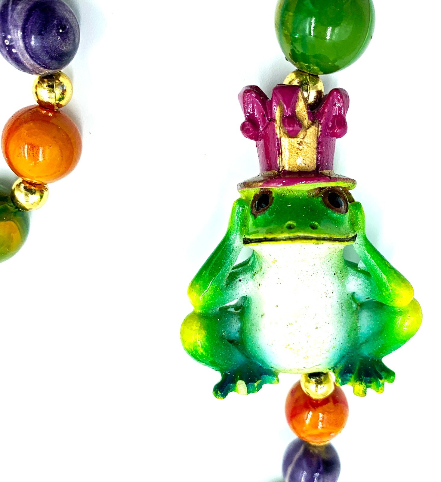 Frog Jester Hear No See No Evil Rasta Mardi Gras Bead Necklace Carnival ...
