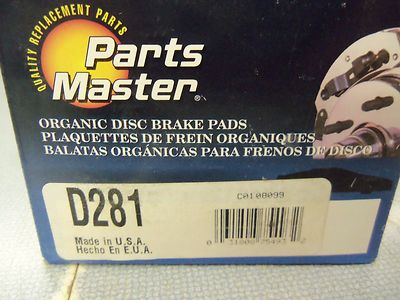 Parts Master Organic D281 Disc Brake Pad Set FREE Ship!! | eBay