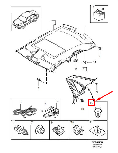 Volvo 3533394 Genuine OEM Factory Original Support Clip for sale online ...