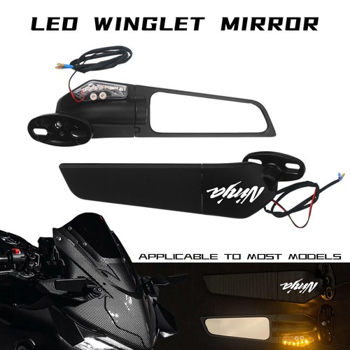 LED Larger Wing Rear View Winglets Side Mirrors Fo KAWASAKI NINJA ZX10R ...
